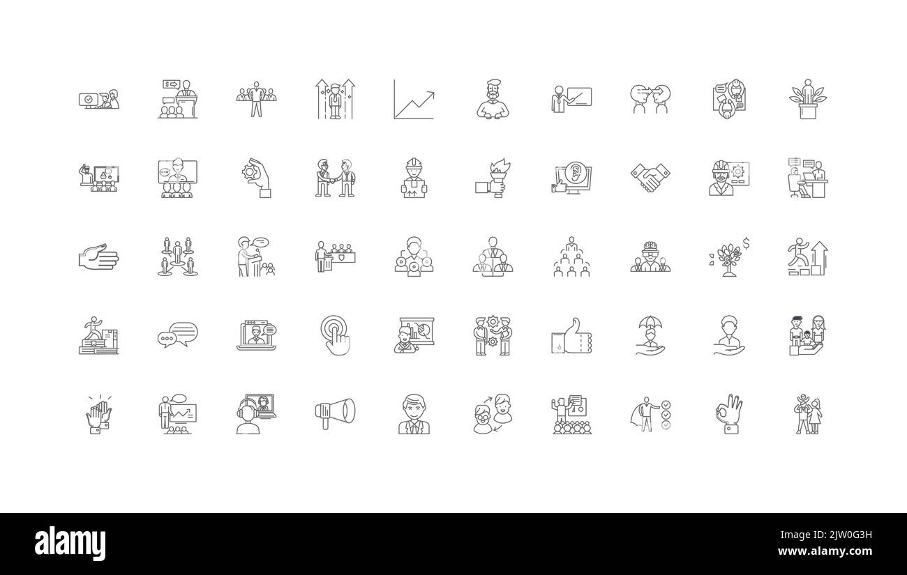 Coaching Expert ideas, linear icons, line signs set, vector collection ...