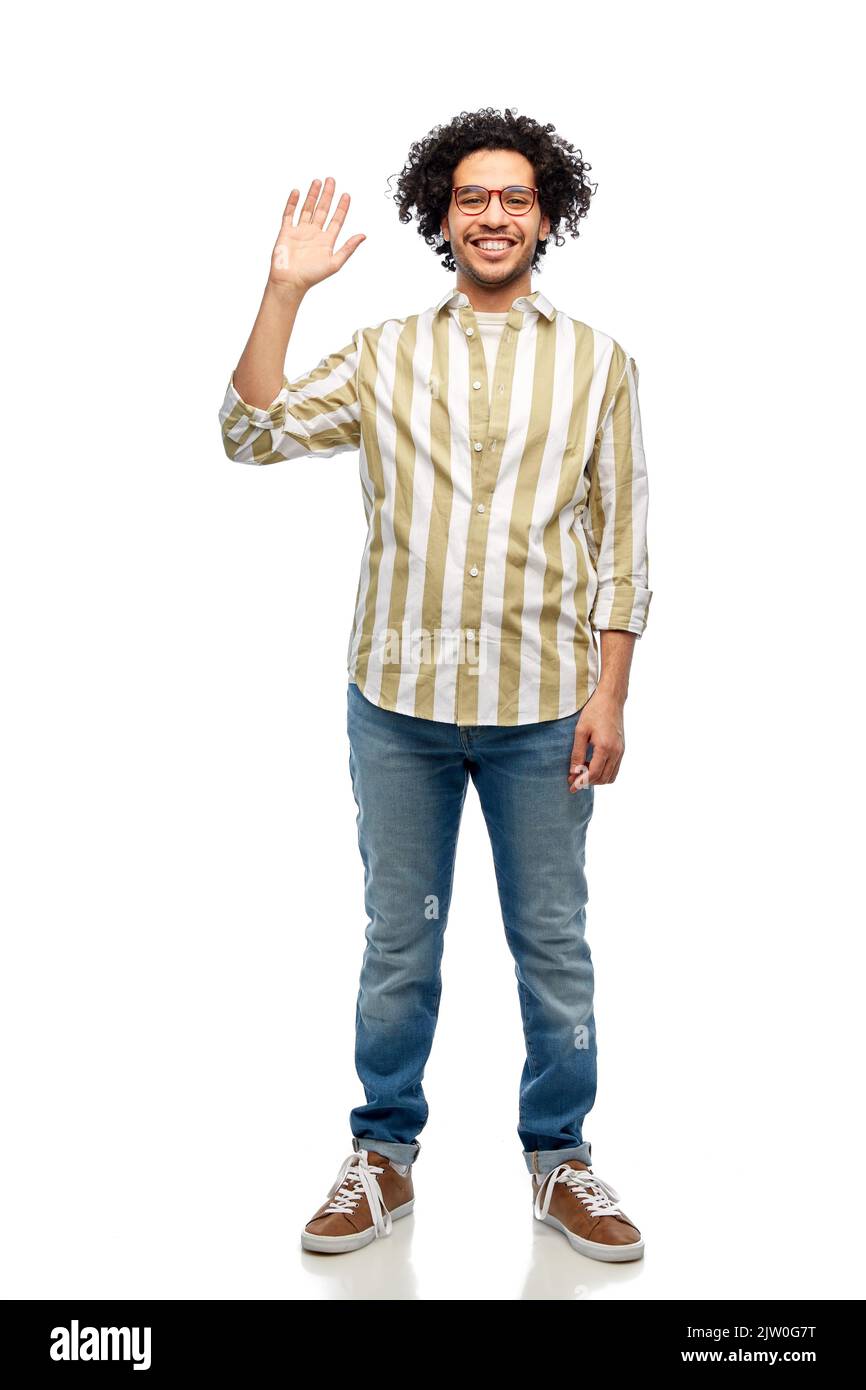Portrait man in glasses waving hi-res stock photography and images - Alamy