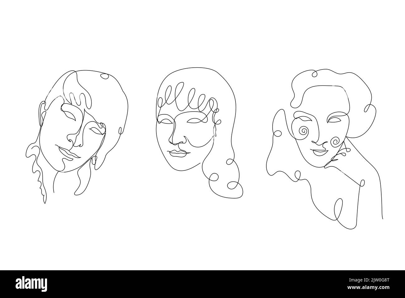 Set of female face single line drawings Stock Vector Image & Art - Alamy