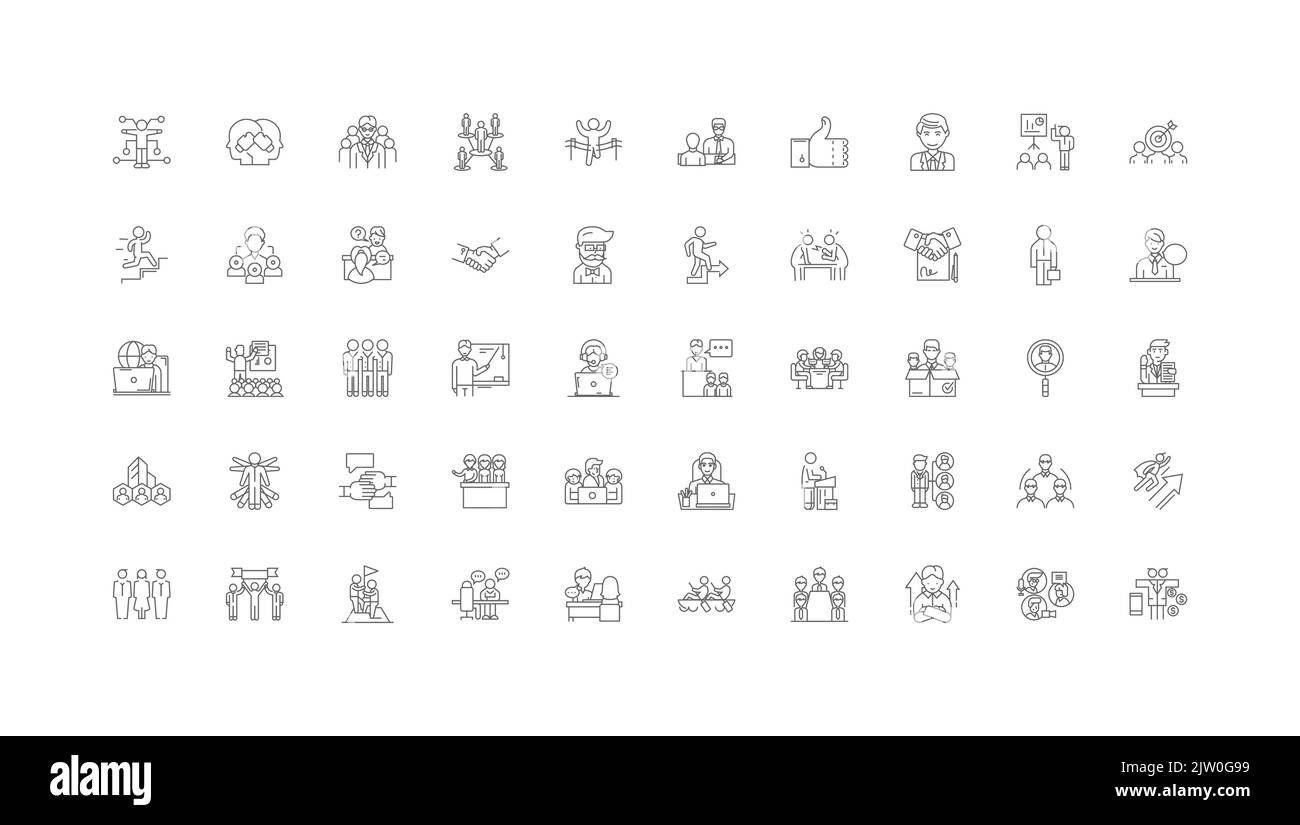 Partnership ideas, linear icons, line signs set, vector collection ...