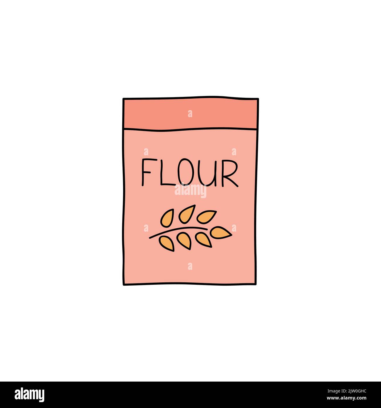 Doodle colored pack of flour isolated on white background Stock Vector ...