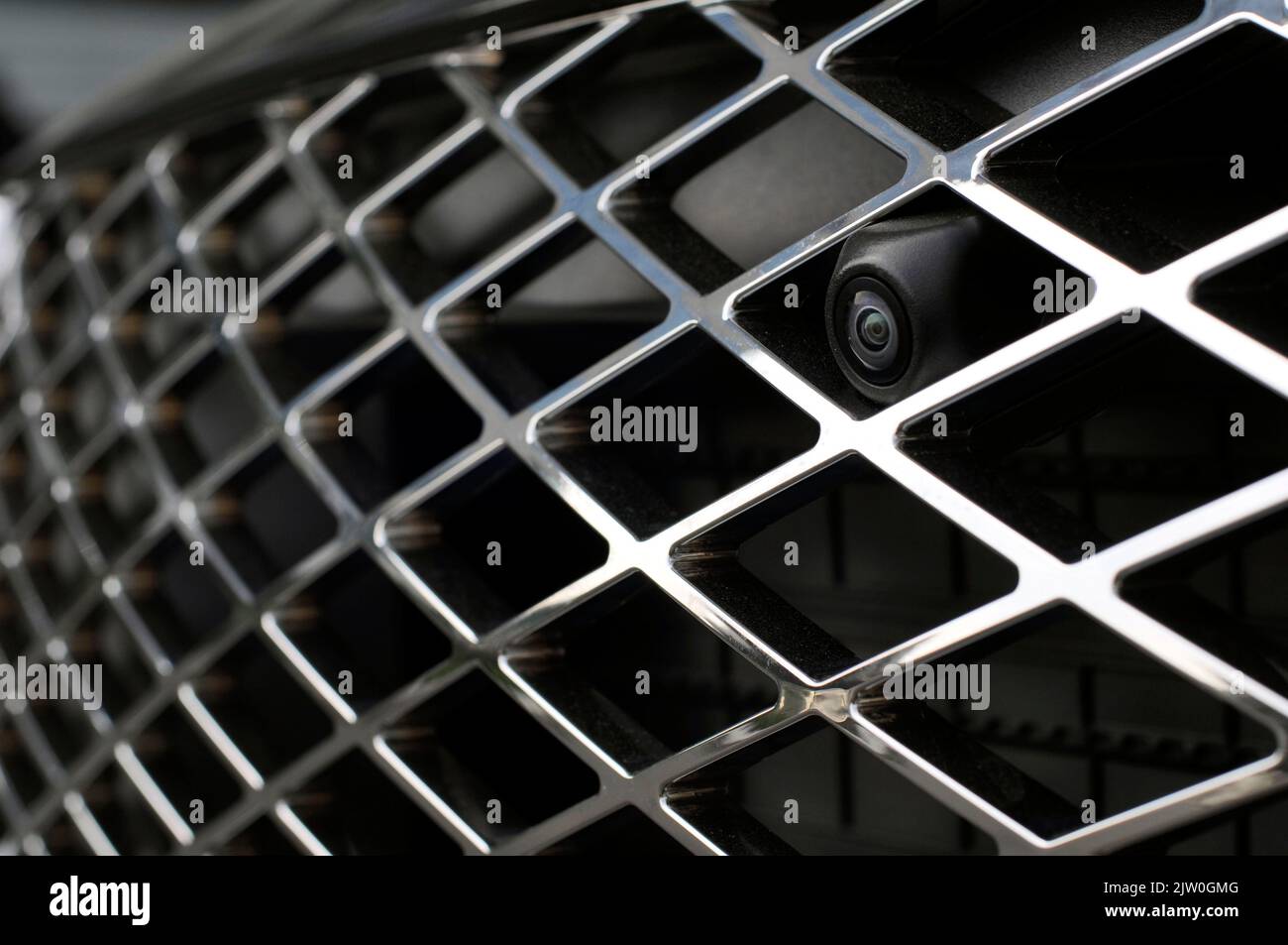 Car front view camera for parking assistance. The concept of safe car ...