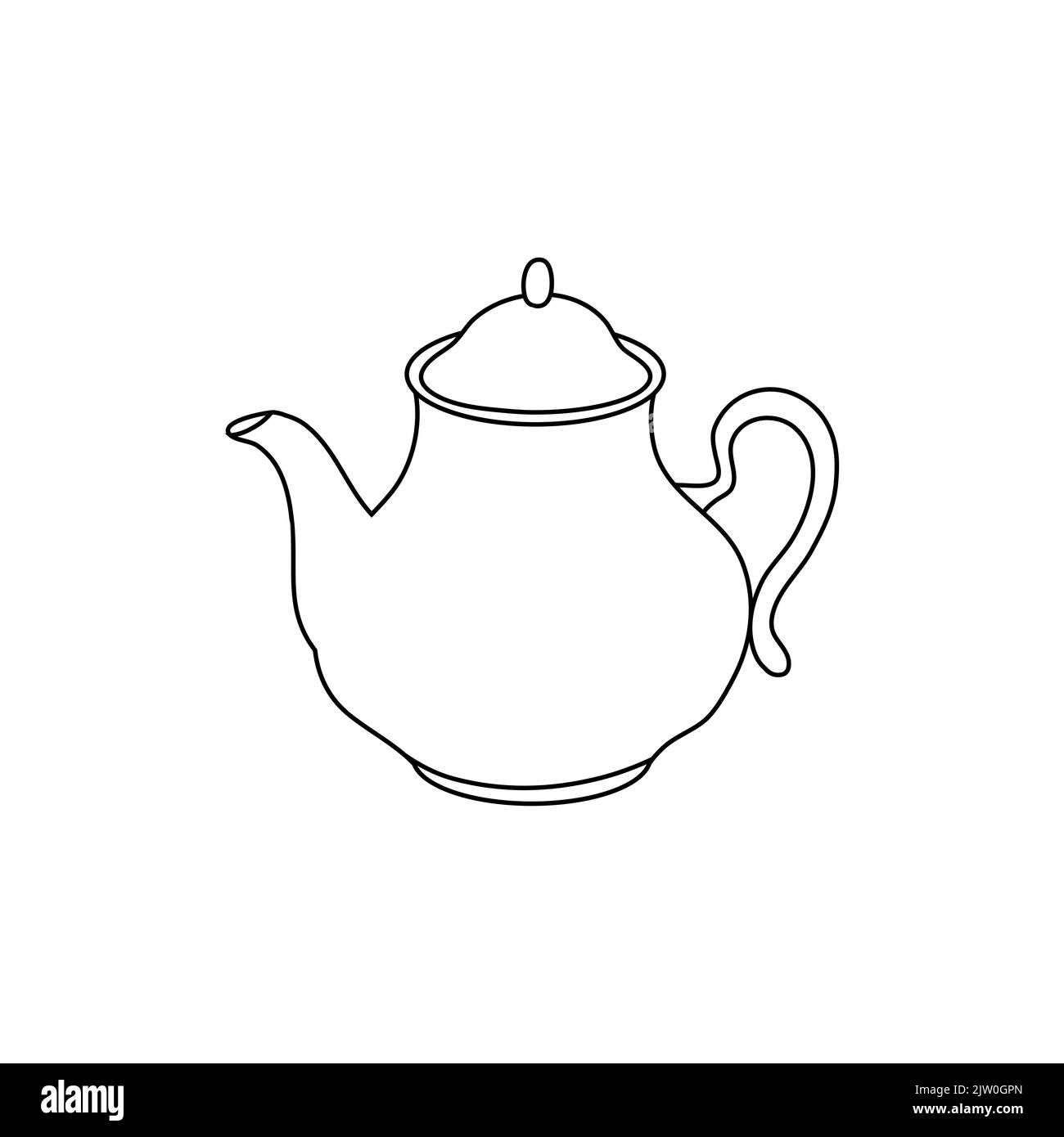 Hand drawn outline teapot icon isolated on white background Stock ...
