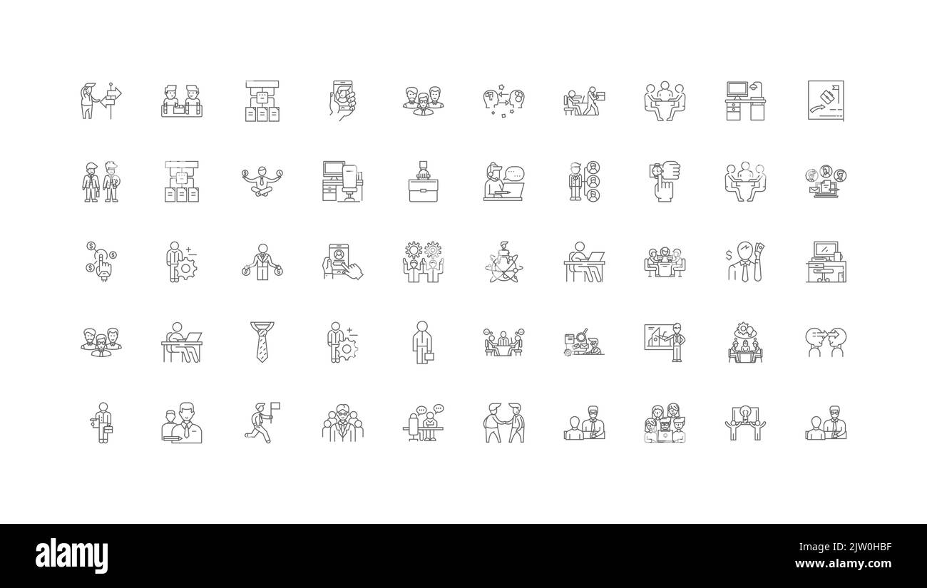 Manager ideas, linear icons, line signs set, vector collection Stock ...