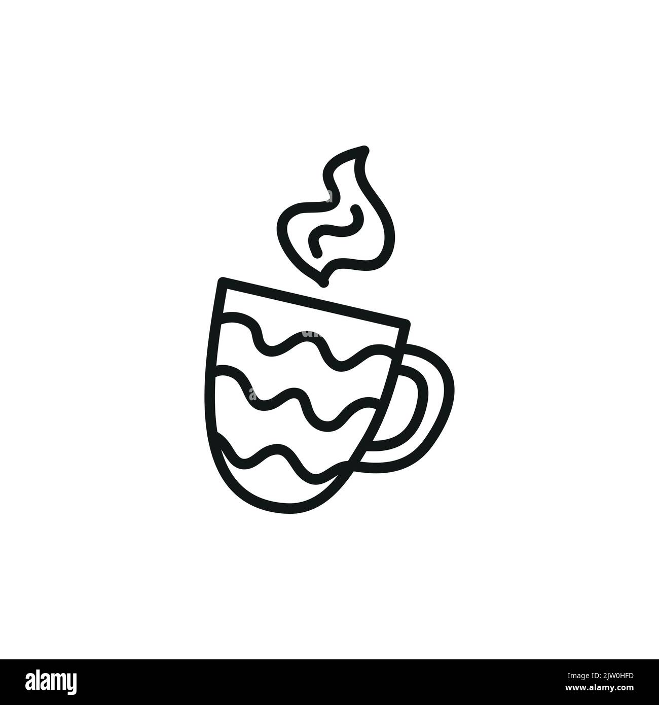 Doodle outline cup with hot steam isolated on white background Stock ...