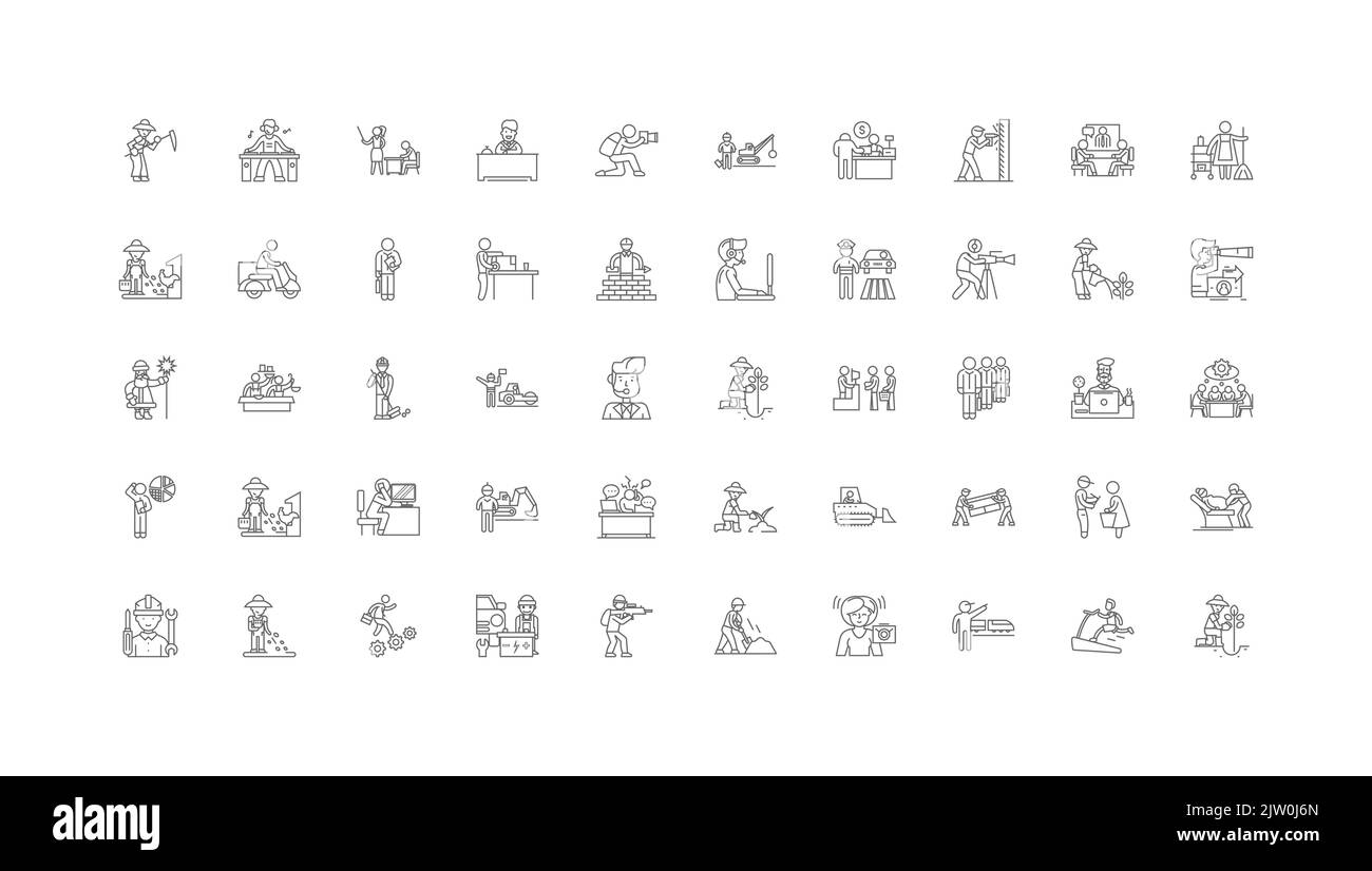 Working ideas, linear icons, line signs set, vector collection Stock ...