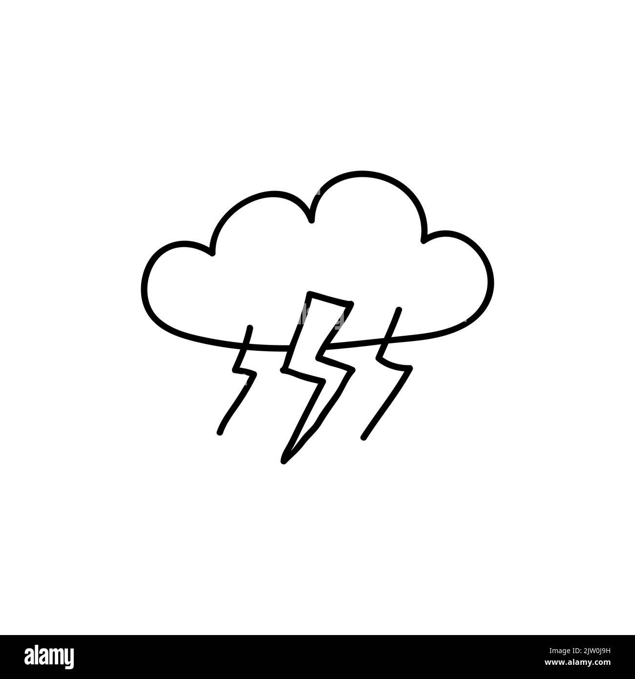Doodle outline thunderstorm cloud isolated on white background Stock ...