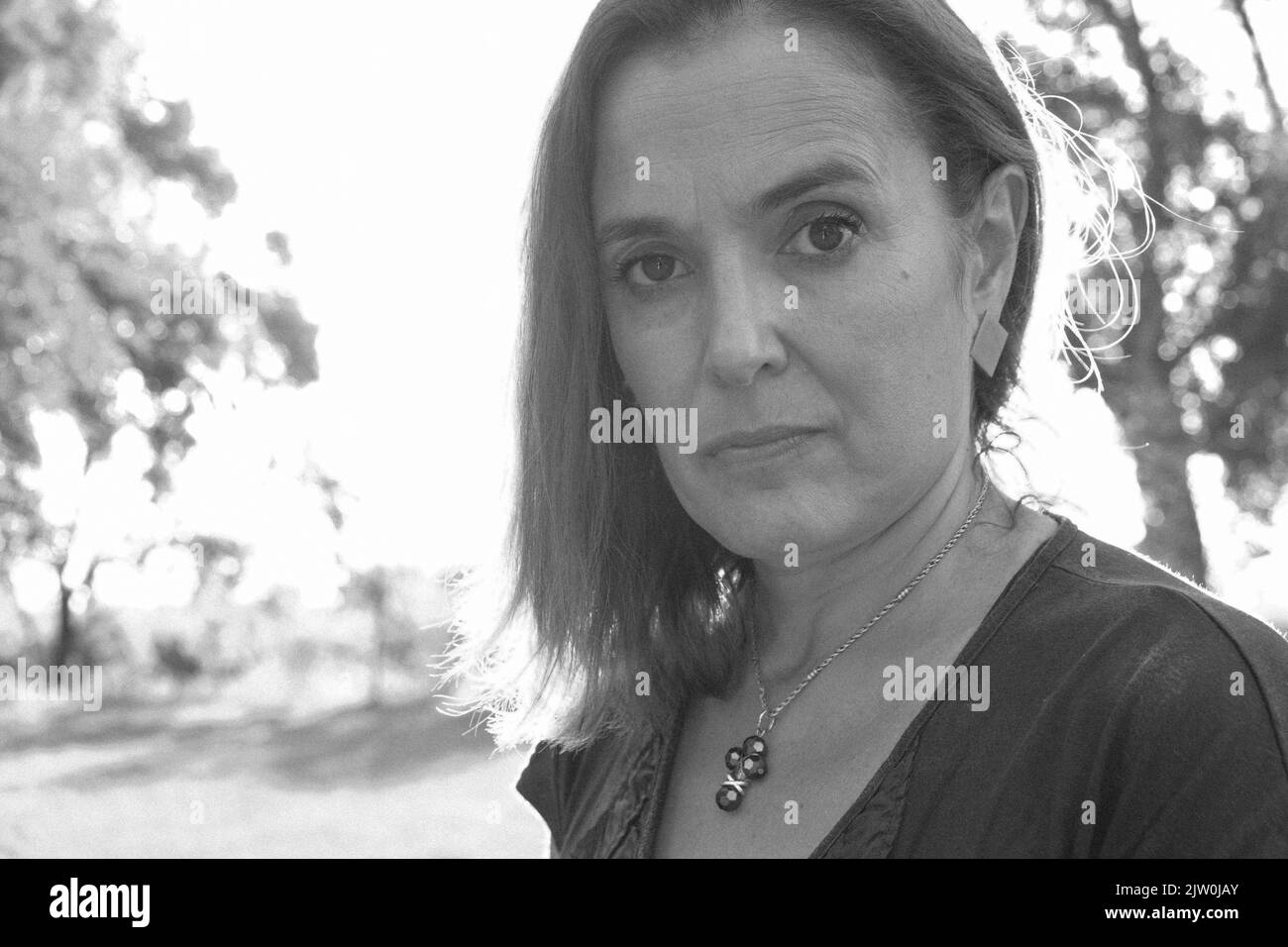 Smiling caucasian pretty woman Black and White Stock Photos & Images ...