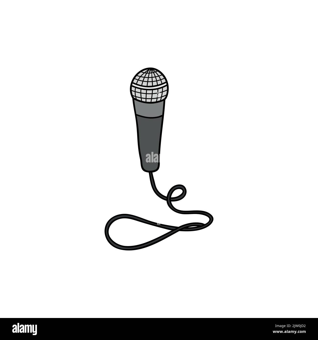 Hand drawn colored microphone isolated on white background Stock Vector ...