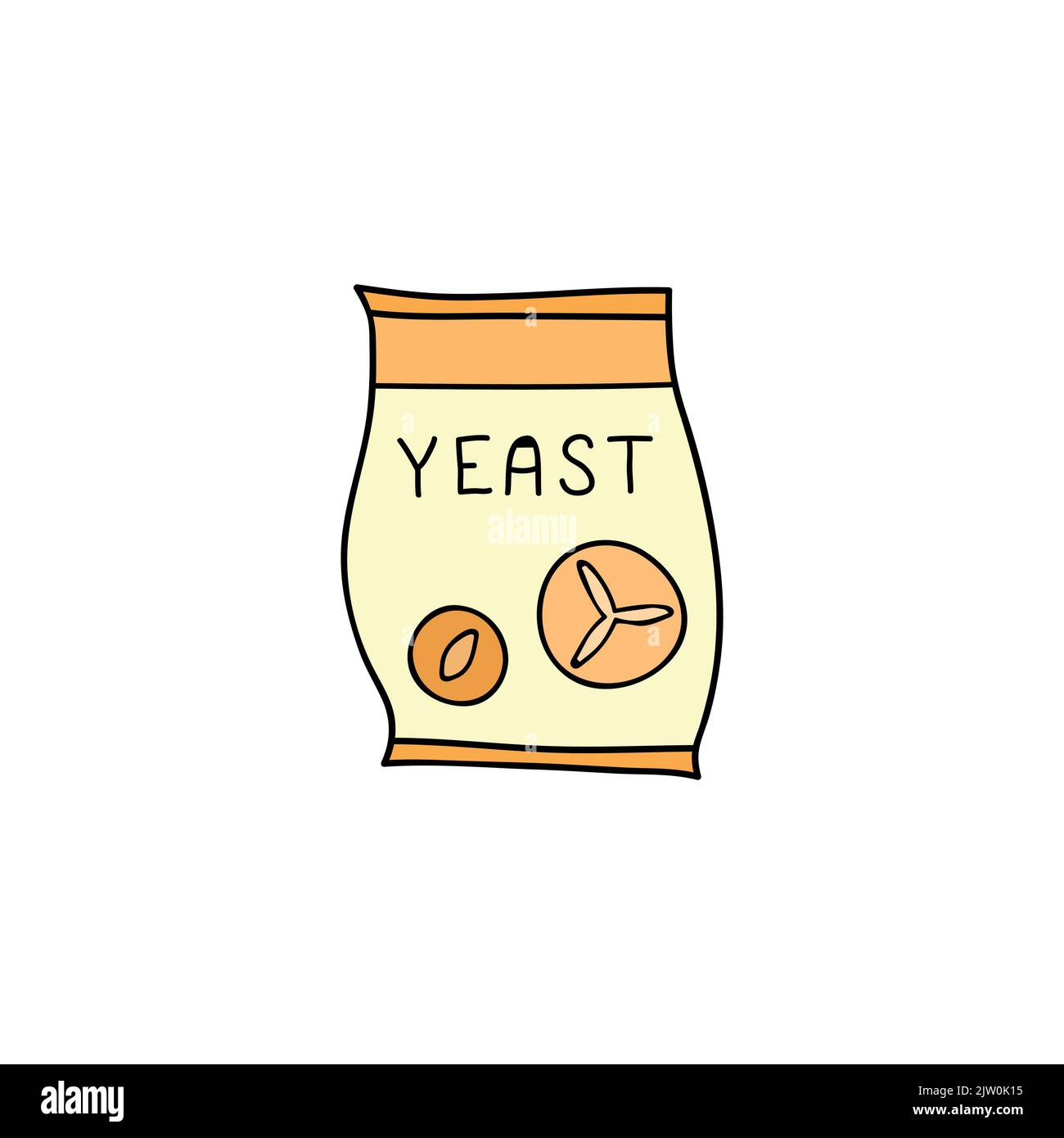 Doodle colored yeast in pack isolated on white background Stock Vector ...