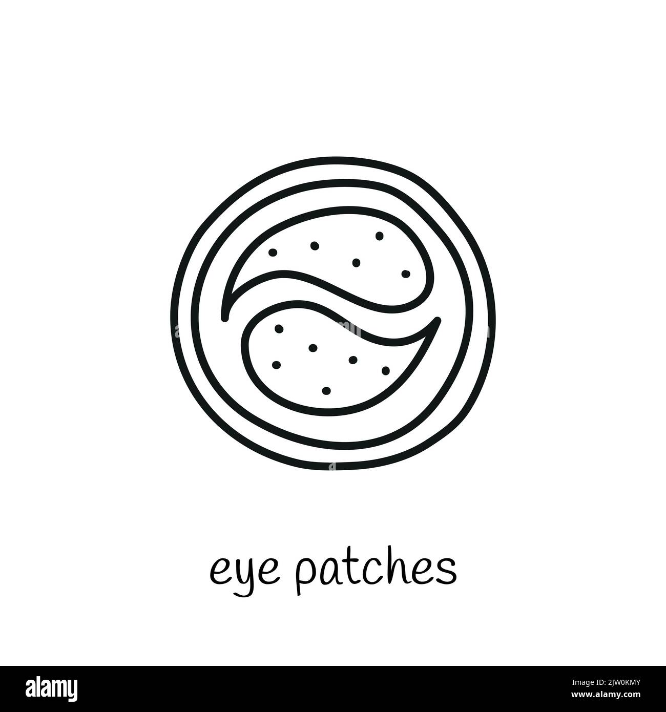 Doodle outline cosmetic eye patches isolated on white background Stock ...