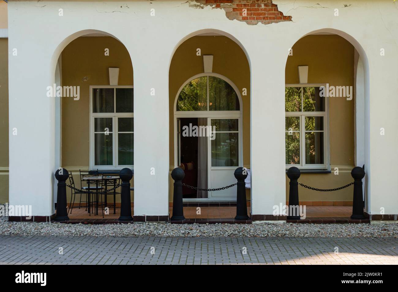 Elements of building architecture. Classical style building with old ...