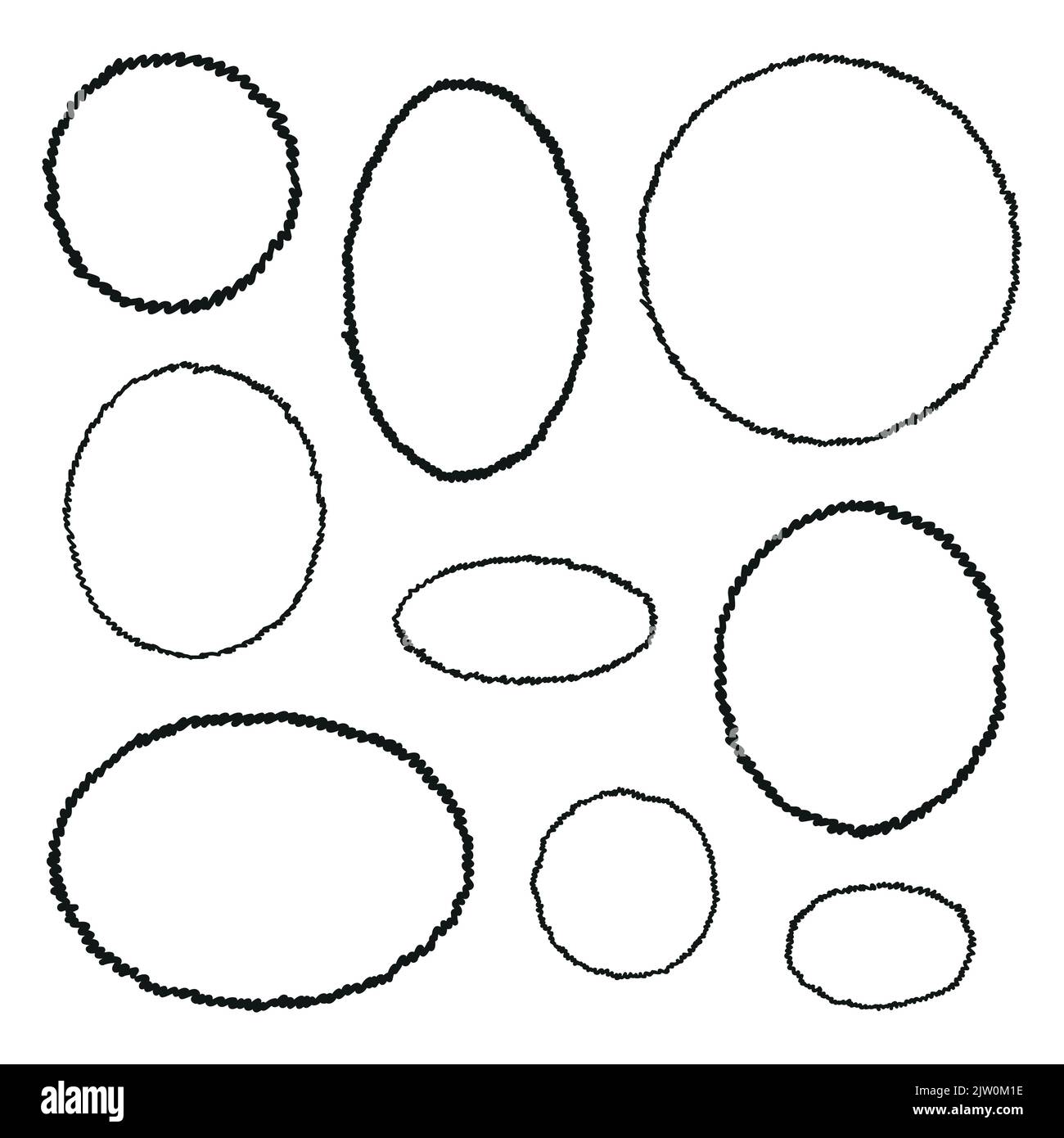 Set of hand drawn sketched round frames isolated on white background ...