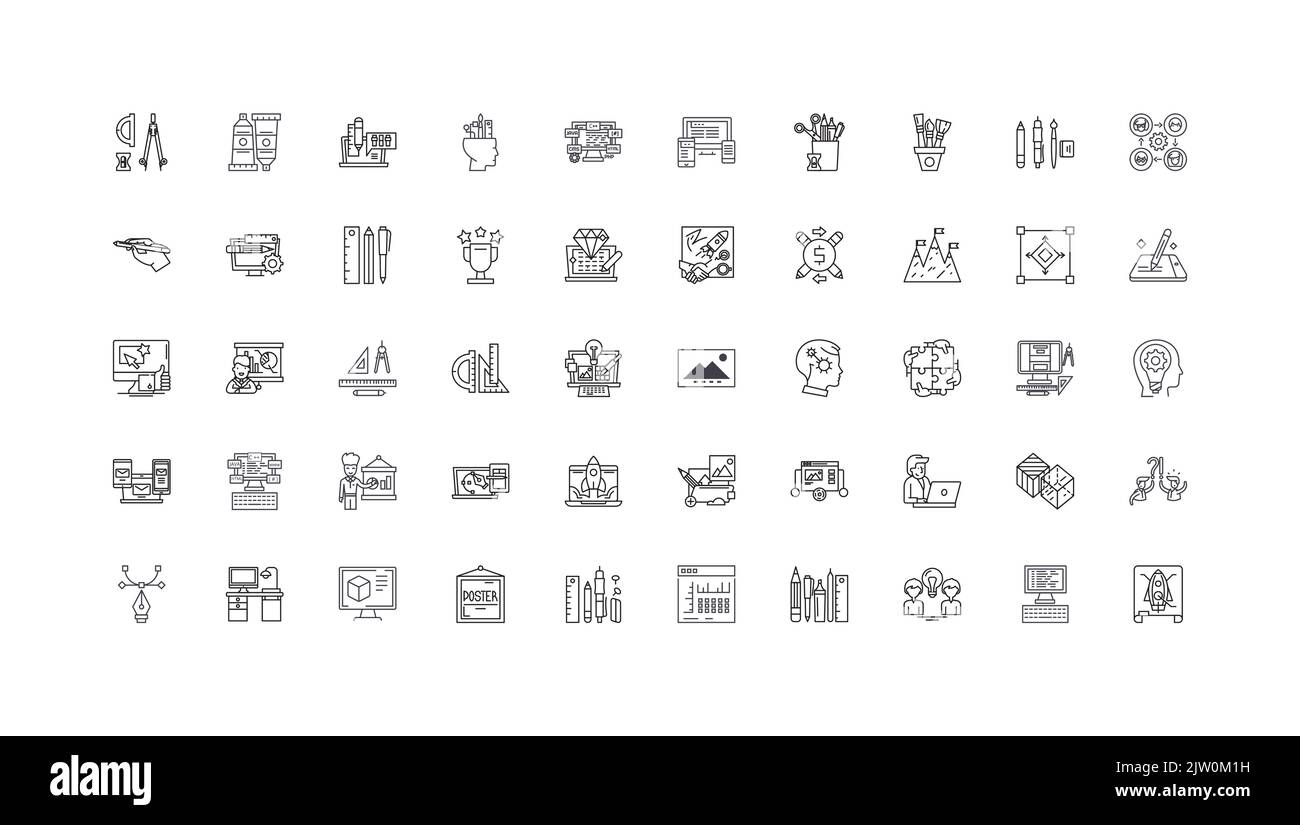 Design concept illustration, linear icons, line signs set, vector ...
