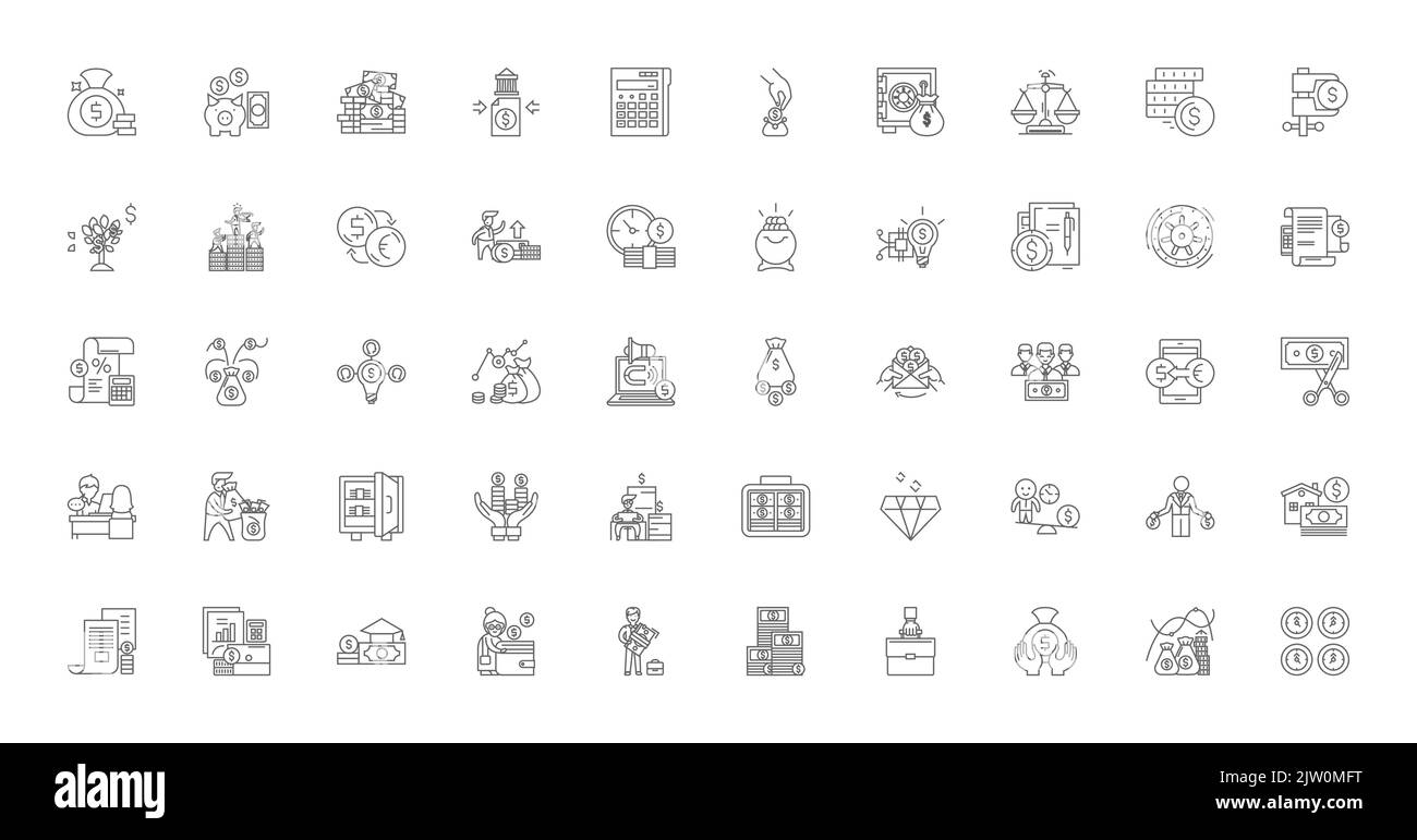 Bank ideas, linear icons, line signs set, vector collection Stock ...