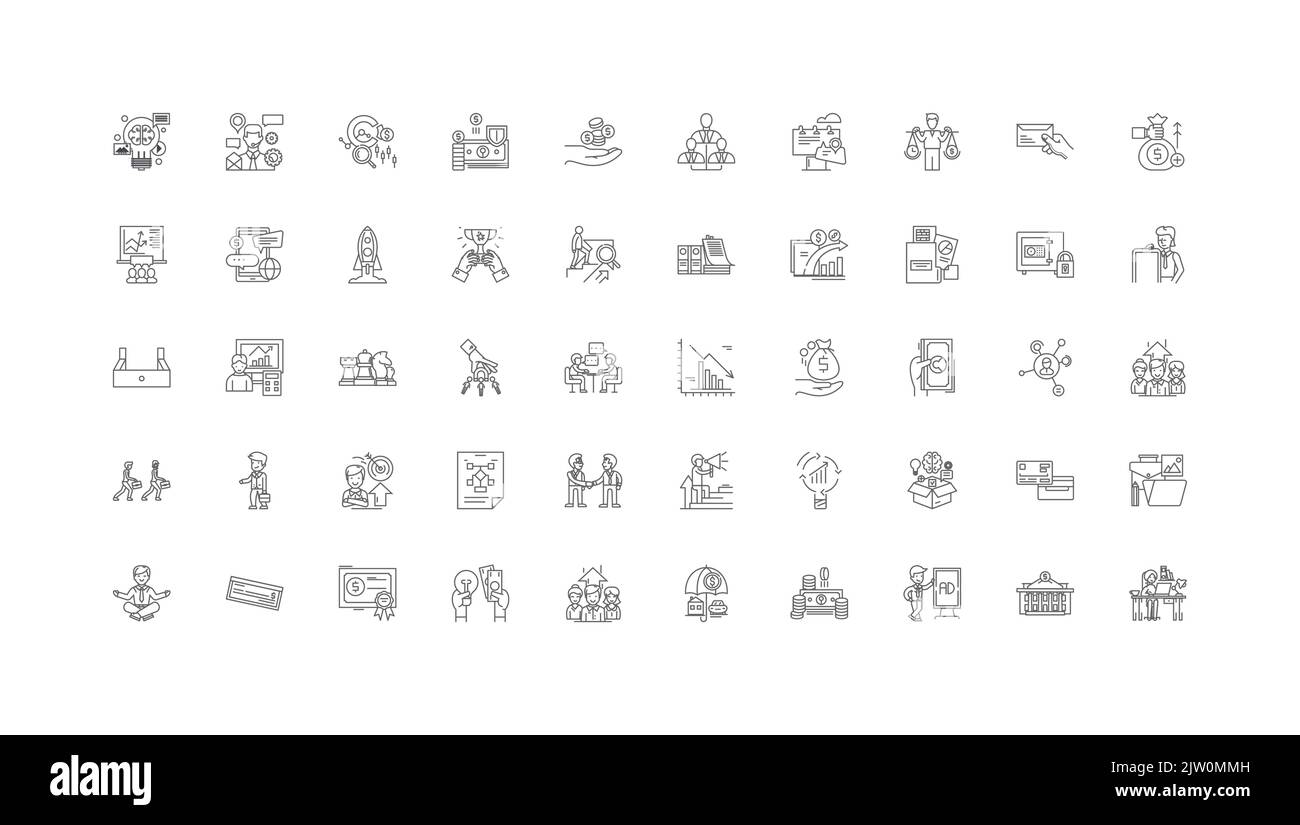 Public relations concept illustration, linear icons, line signs set ...