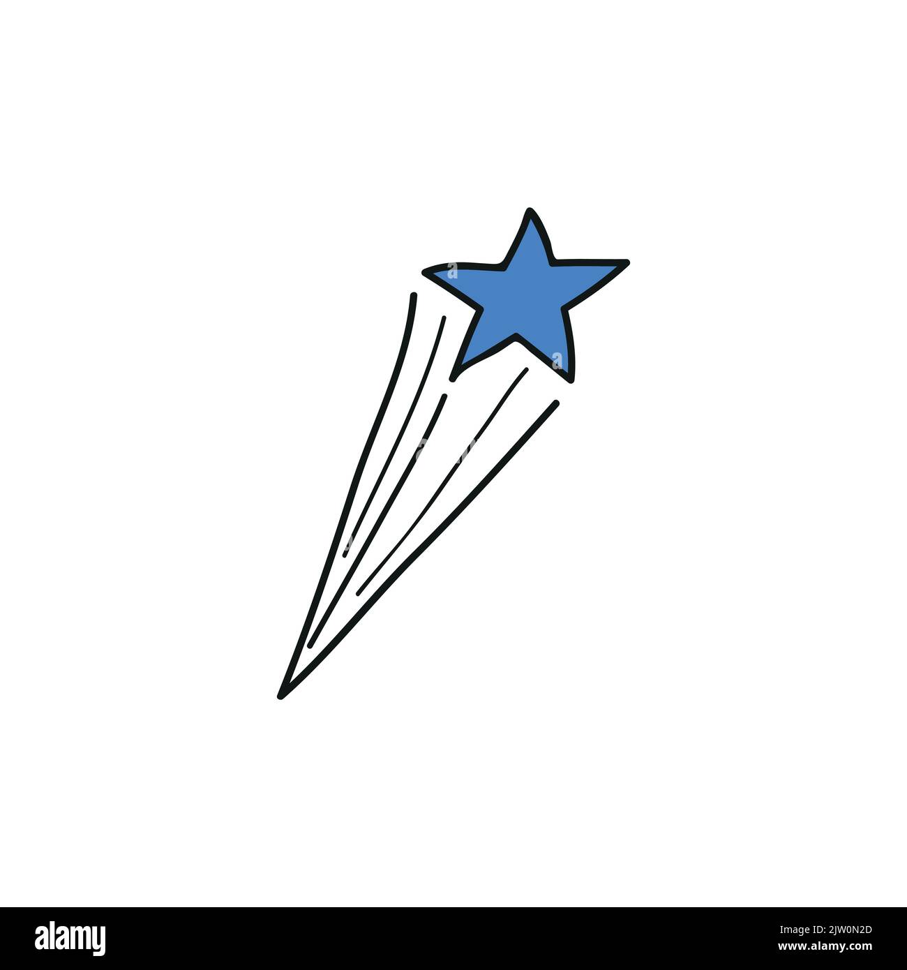 Doodle blue falling star isolated on white background Stock Vector ...