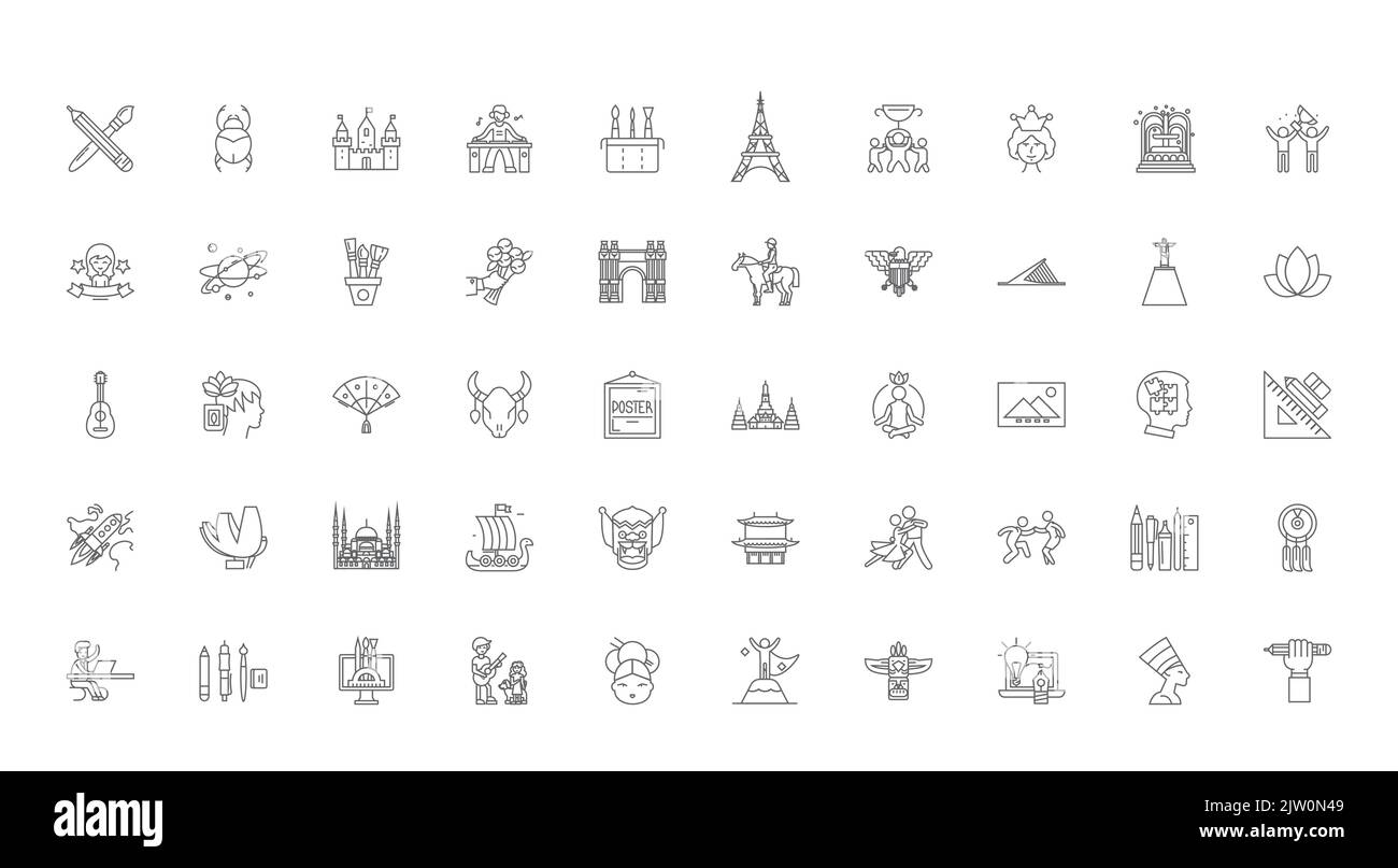 Art ideas, linear icons, line signs set, vector collection Stock Vector ...