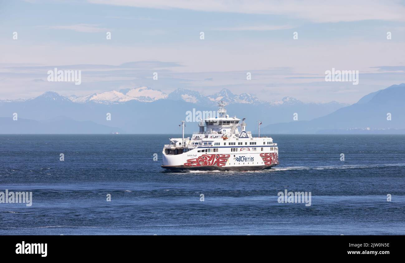 BC Ferries Passing By the Strait of Georgia on the West Coast of ...