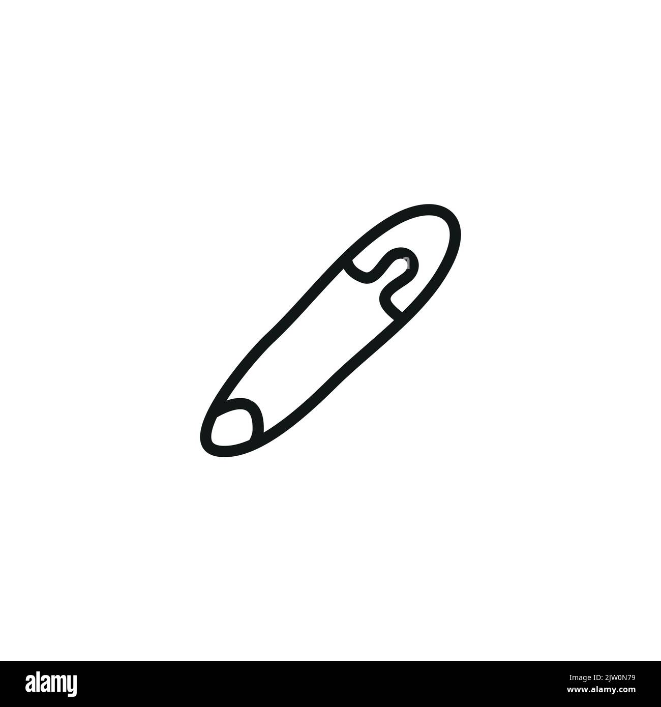 Doodle outline closed safety pin for sewing isolated on white ...