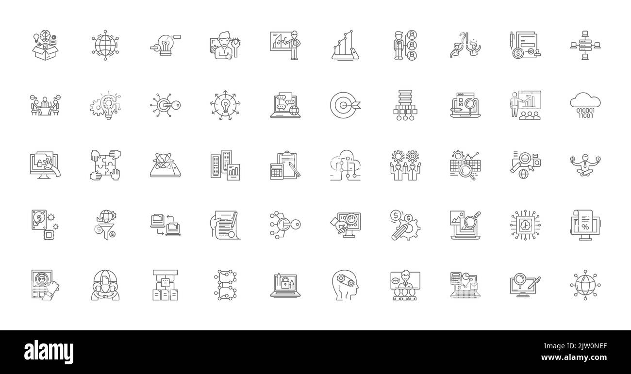 Answers concept illustration, linear icons, line signs set, vector ...