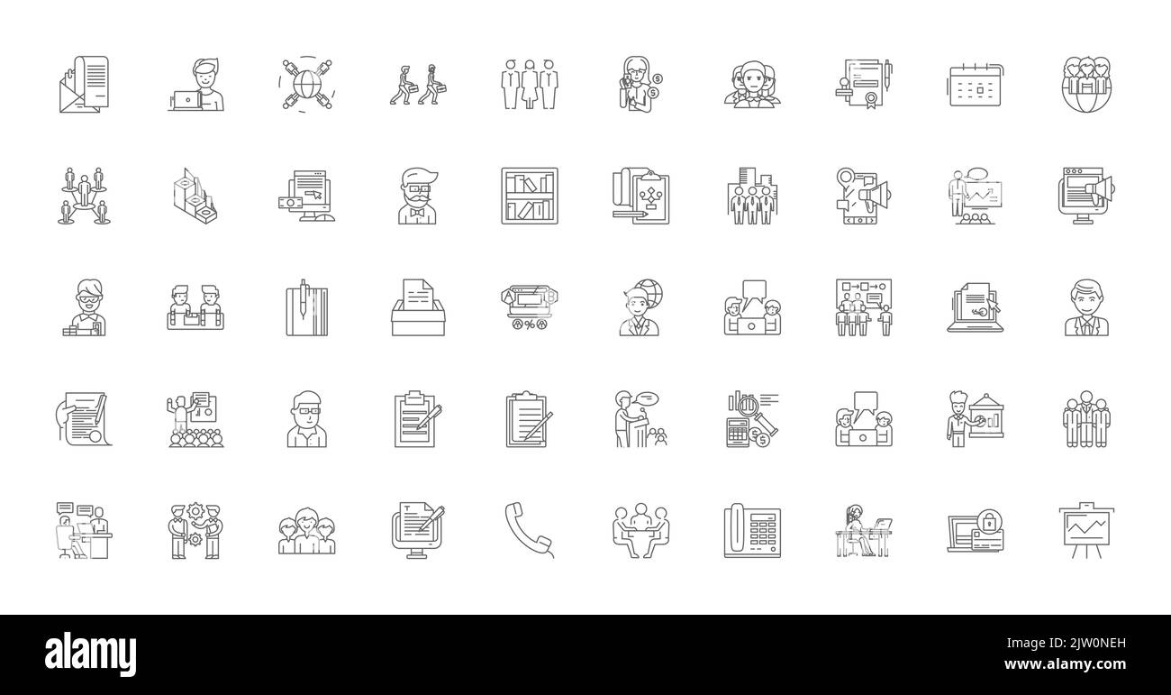 Business administration concept illustration, linear icons, line signs ...