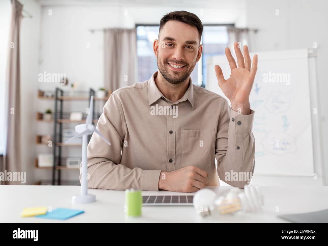 teacher having online class at home Stock Photo - Alamy