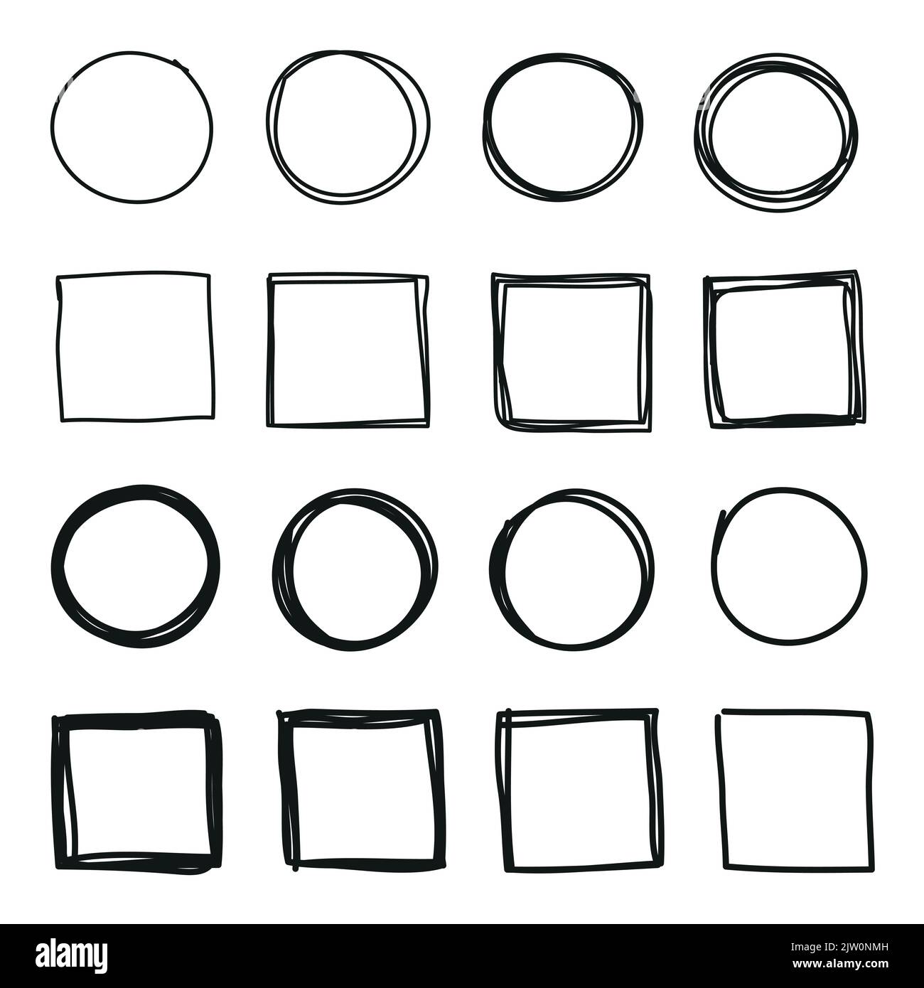 Set of hand drawn sketched frames isolated on white background Stock ...