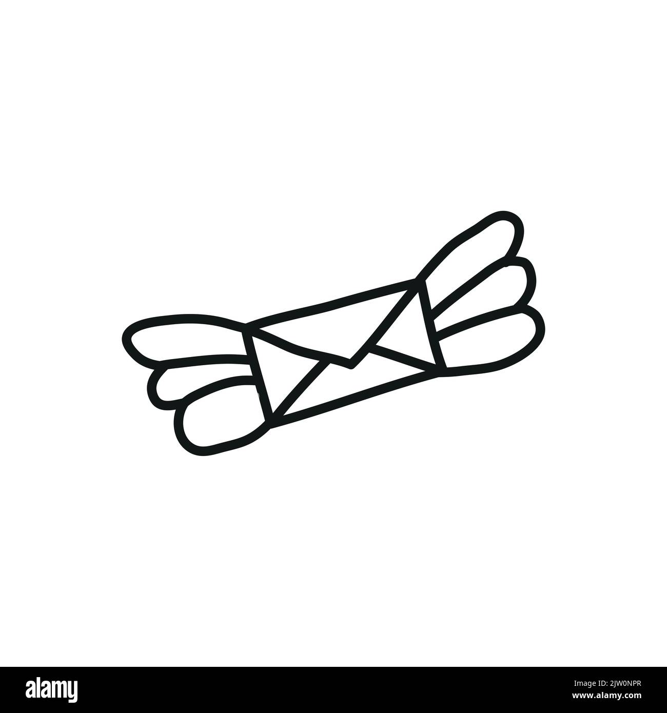 Doodle outline flying envelope with wings isolated on white background ...