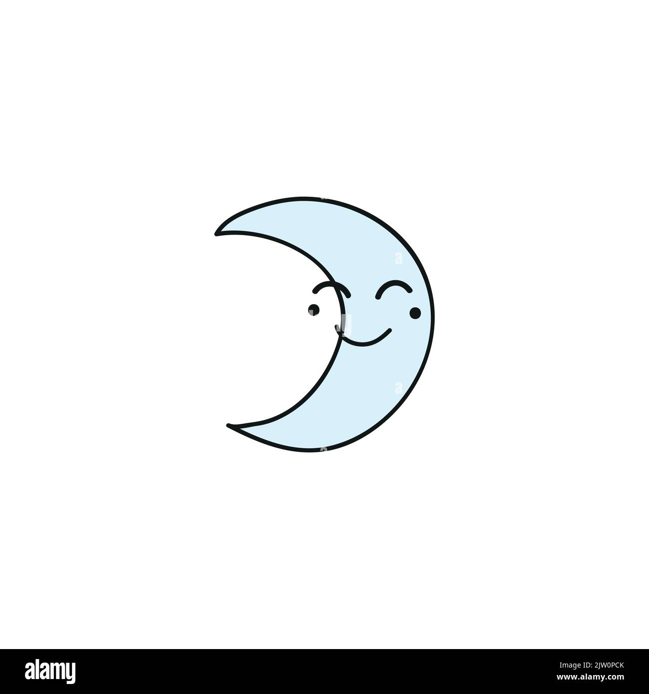 Doodle colored moon character isolated on white background Stock Vector ...