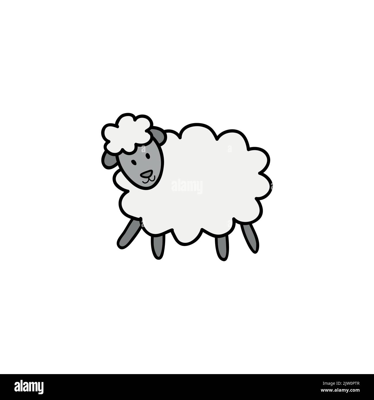 Doodle colored sheep isolated on white background Stock Vector Image ...