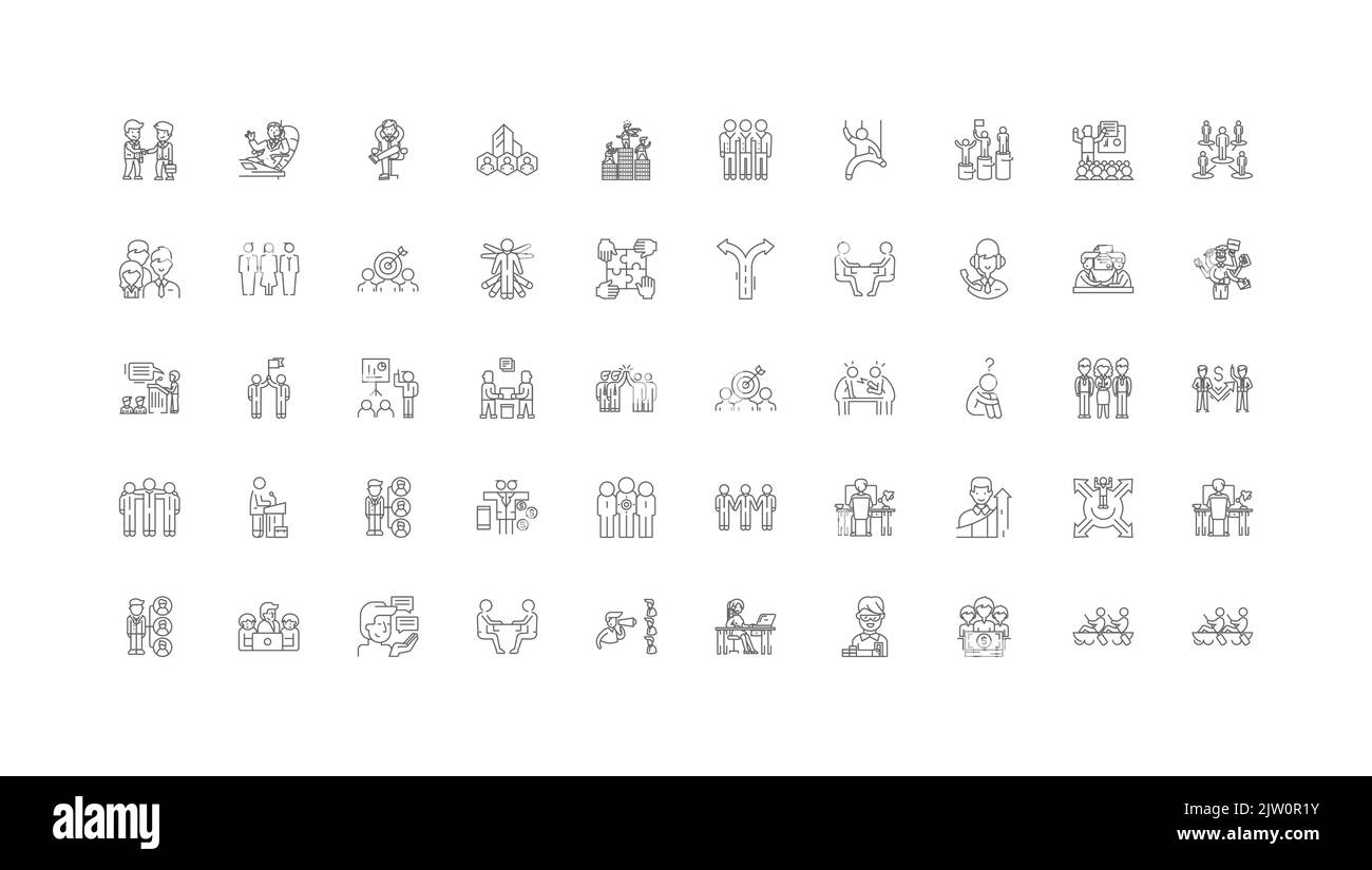 Company concept illustration, linear icons, line signs set, vector ...