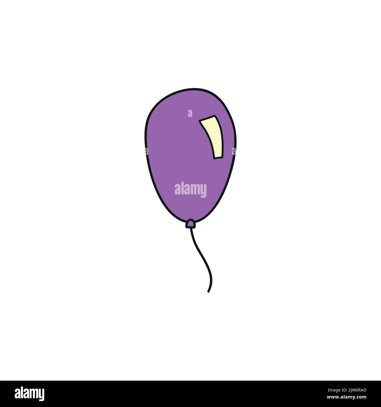 Doodle violet helium balloon isolated on white background Stock Vector ...