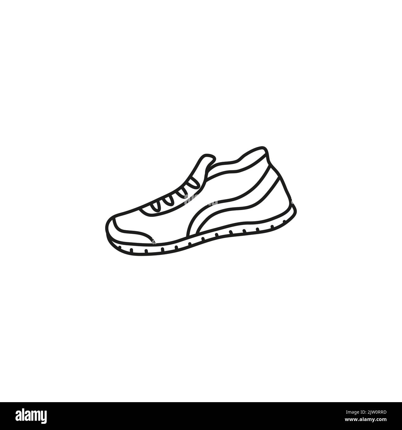 Doodle outline running sport shoe isolated on white background Stock ...