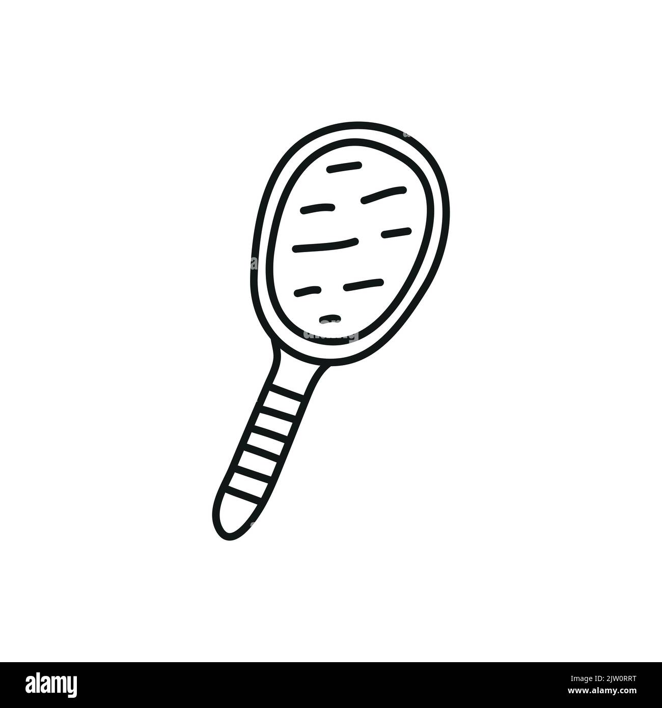 Doodle outline hand mirror isolated on white background Stock Vector ...