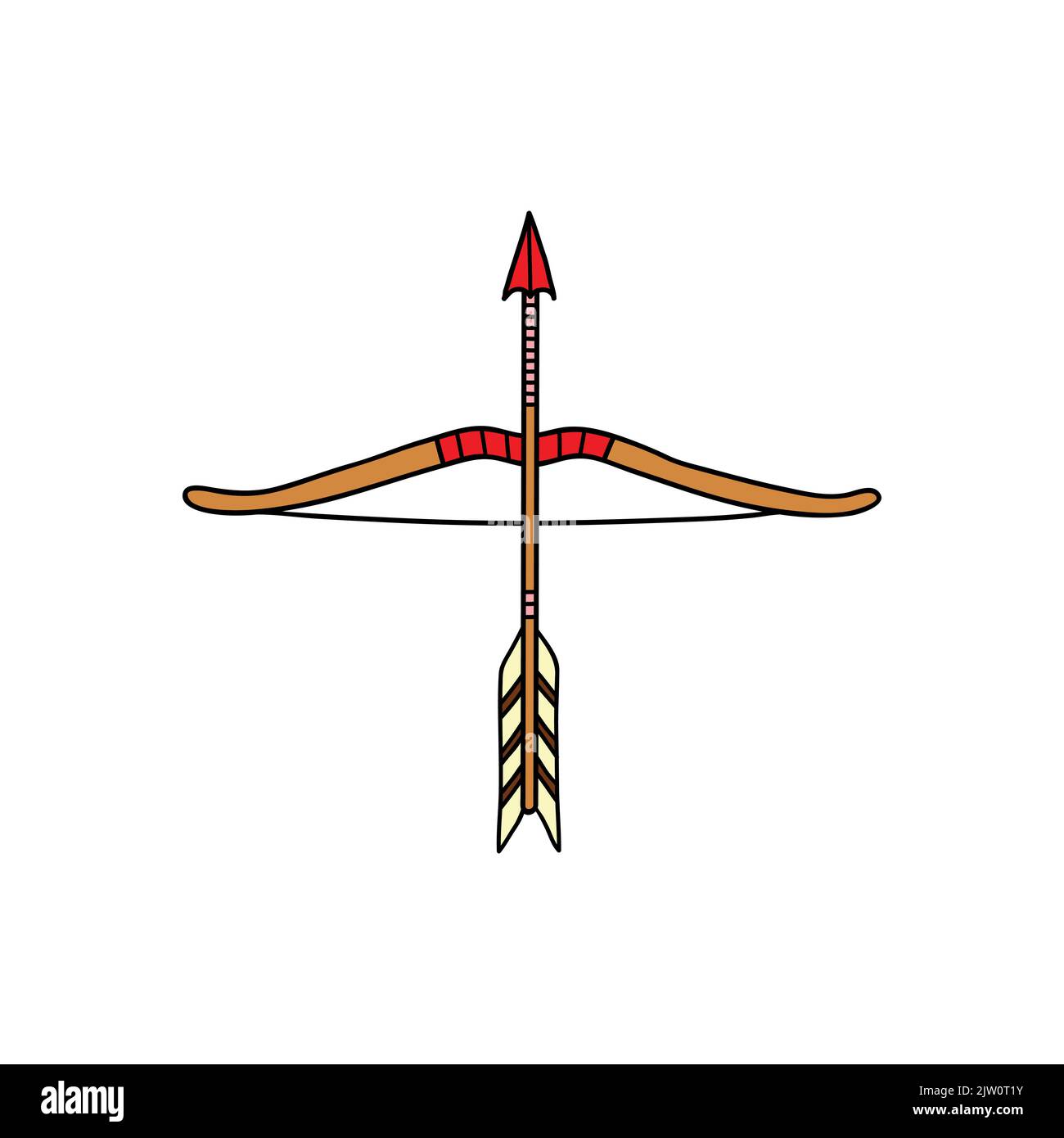 Doodle colored bow and arrow isolated on white background Stock Vector ...