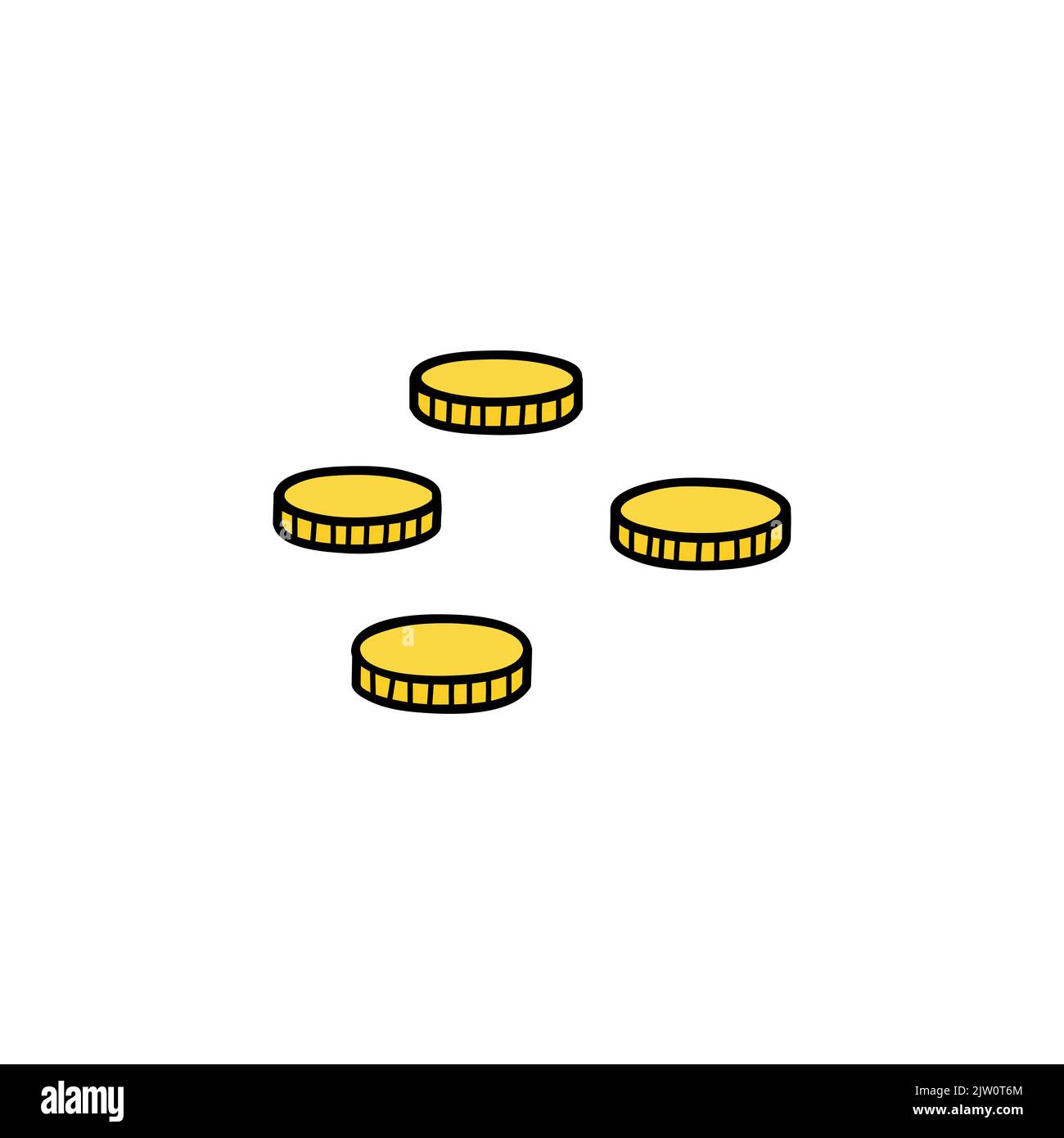 Doodle colored coins isolated on white background Stock Vector Image ...