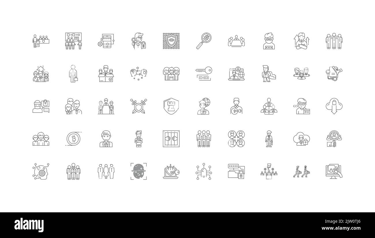 Security ideas, linear icons, line signs set, vector collection Stock ...