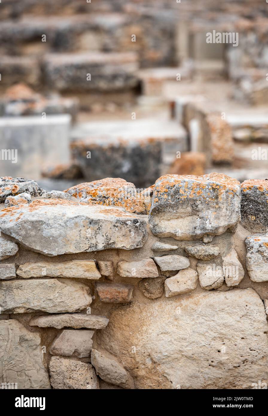 abstract image of ancient stone wall at the palace of knossos on the ...
