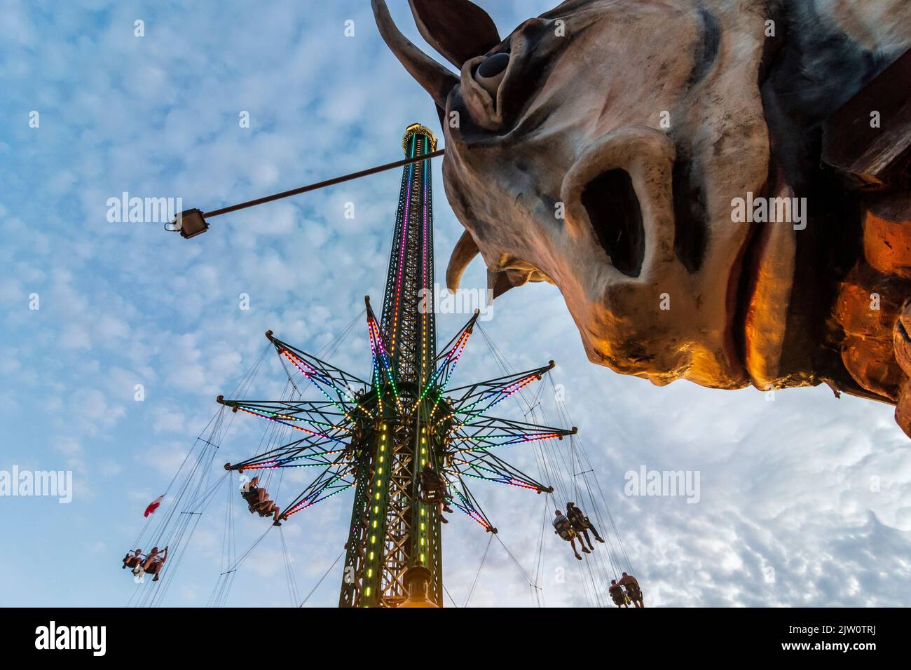 Wien, Vienna: amusement park Prater, carousel Praterturm type Highflyer ...