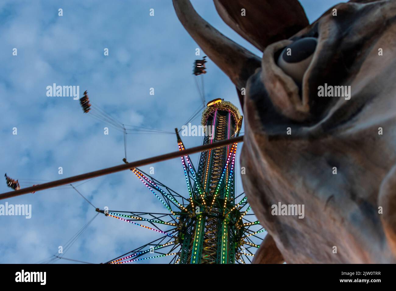 Wien, Vienna: amusement park Prater, carousel Praterturm type Highflyer ...