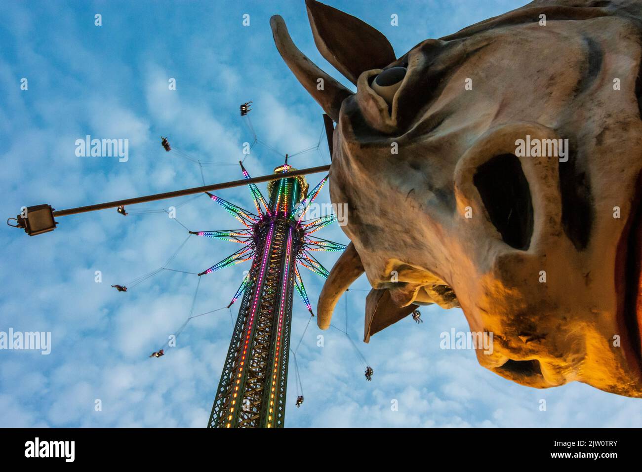 Wien, Vienna: amusement park Prater, carousel Praterturm type Highflyer ...