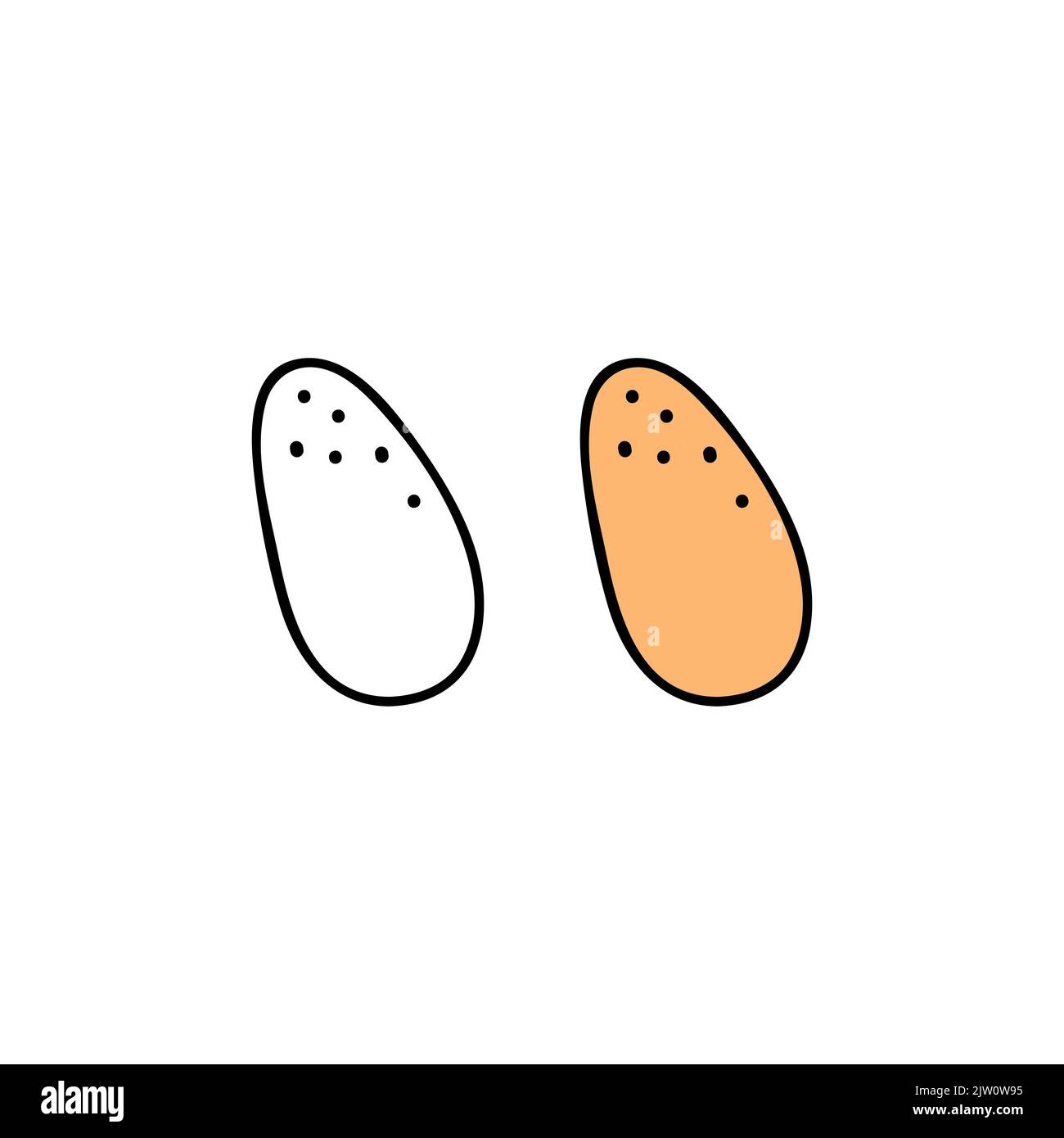Doodle outline and colored egg isolated on white background Stock ...