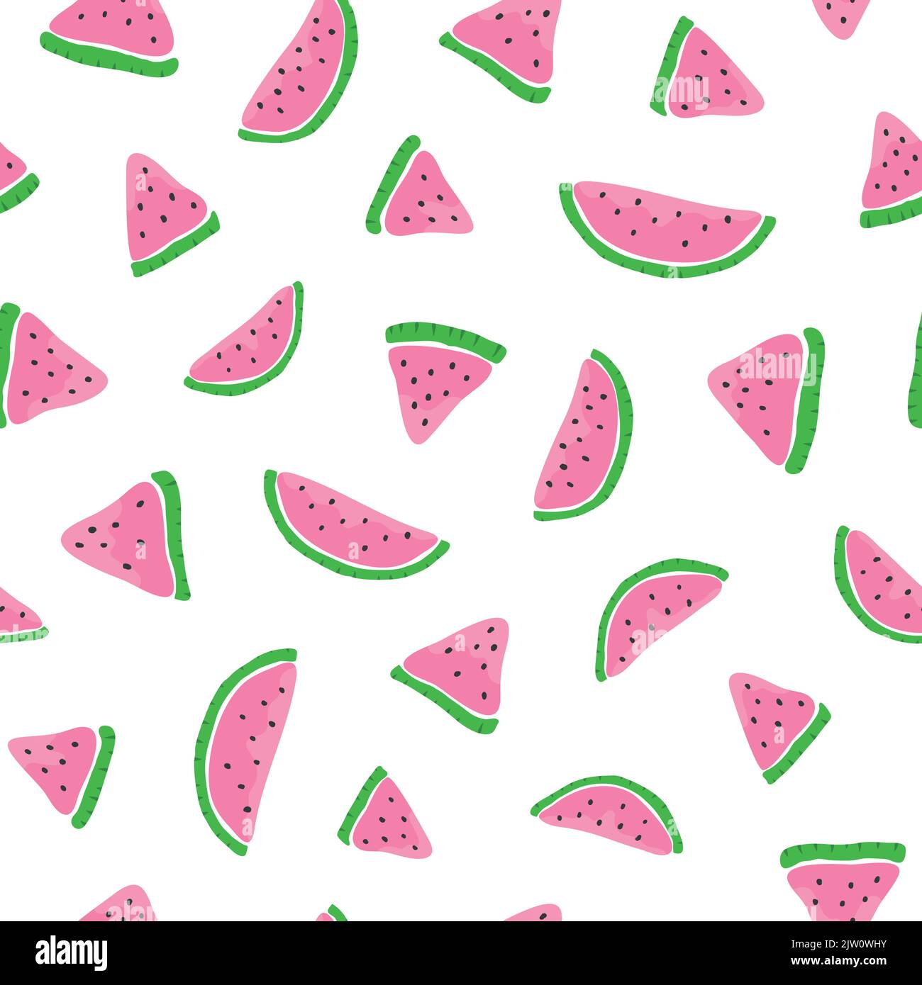 Cute seamless pattern with colorful doodle watermelon slices and seeds ...