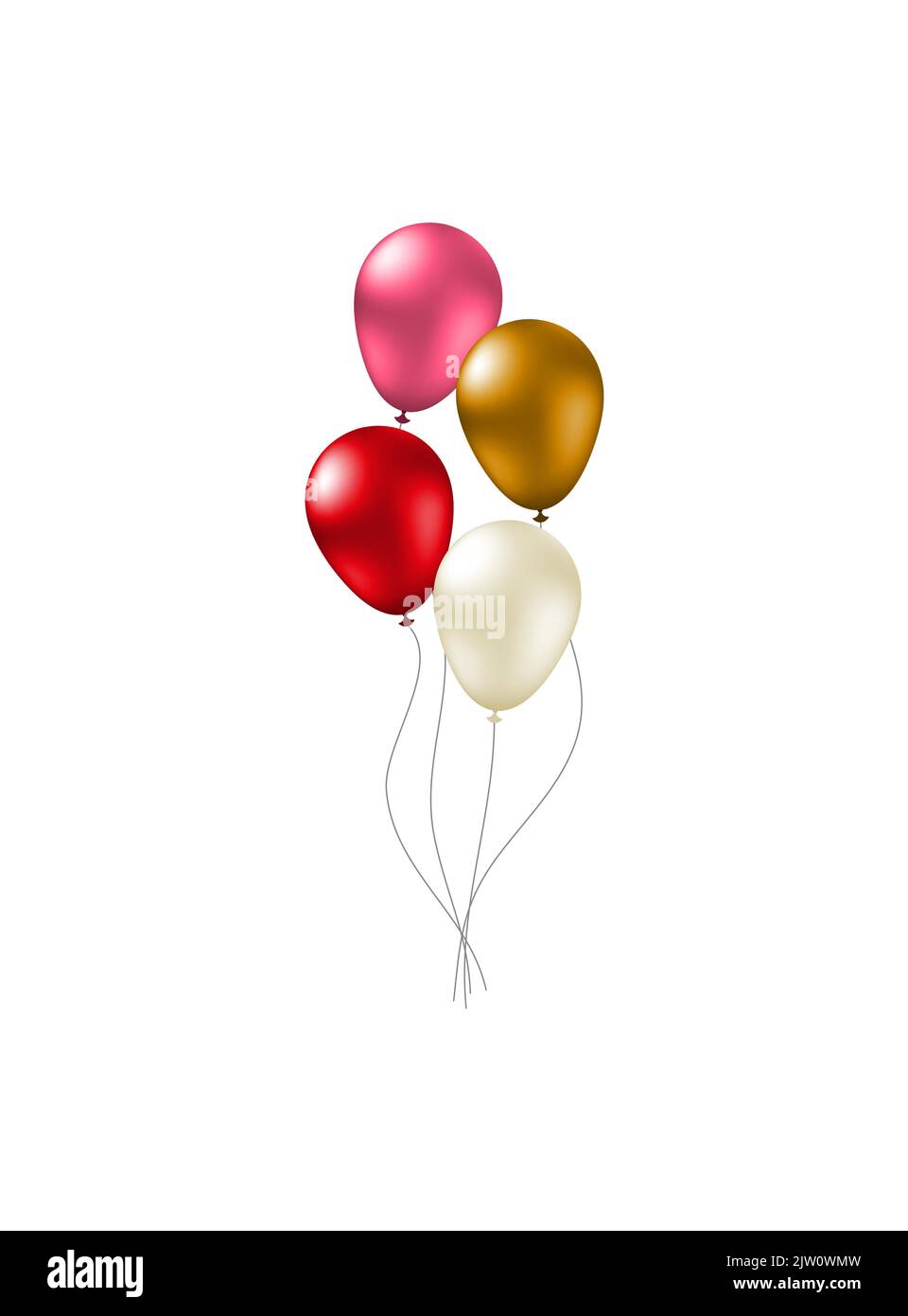 Small bunch of colorful helium balloons with glossy smooth surface ...