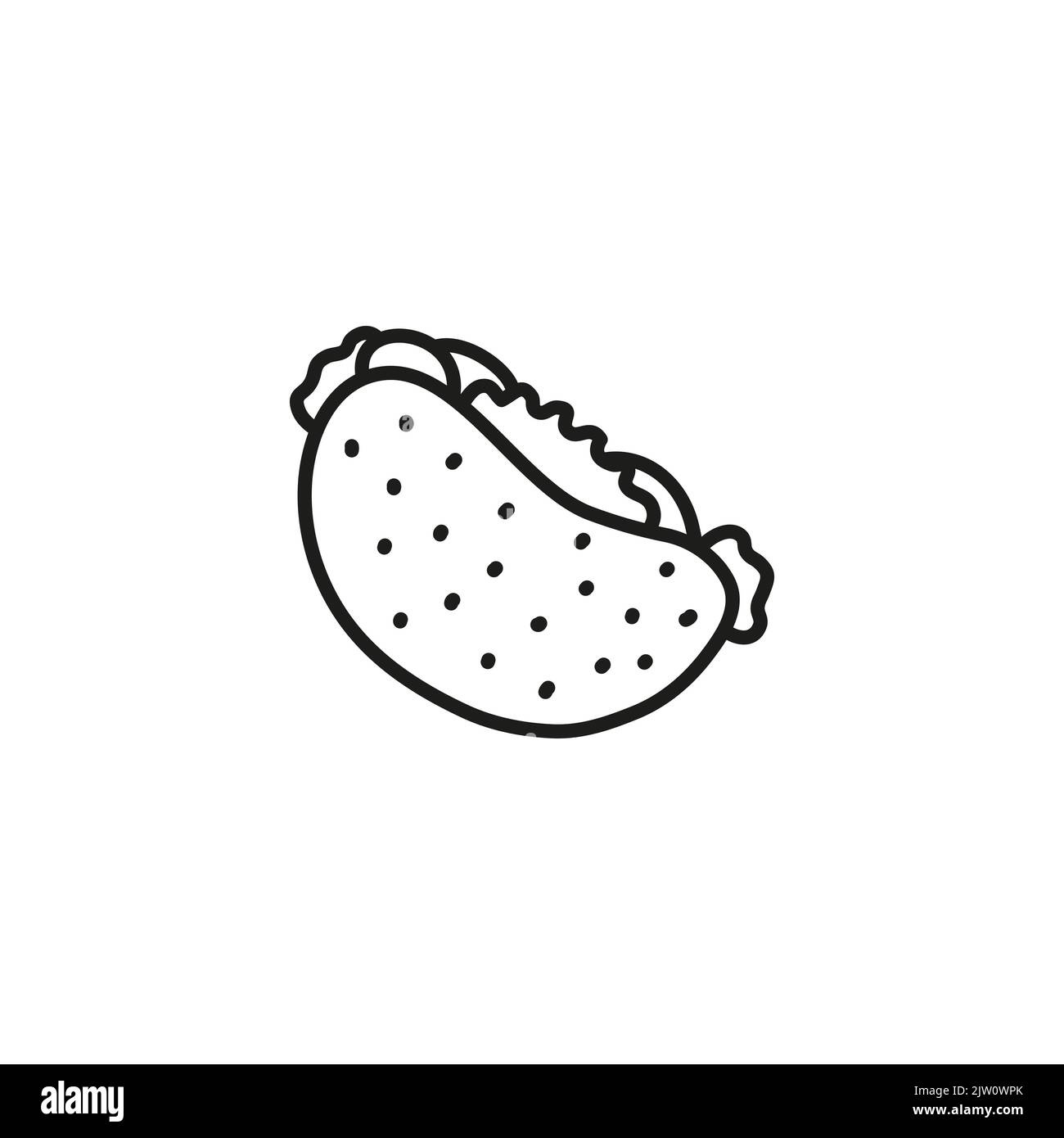 Doodle outline taco isolated on white background Stock Vector Image ...
