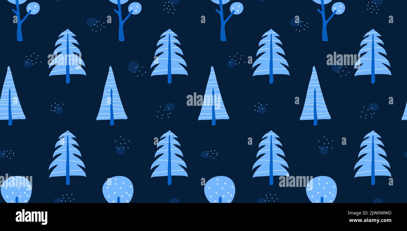 Colorful seamless pattern with doodle trees in Scandinavian style ...
