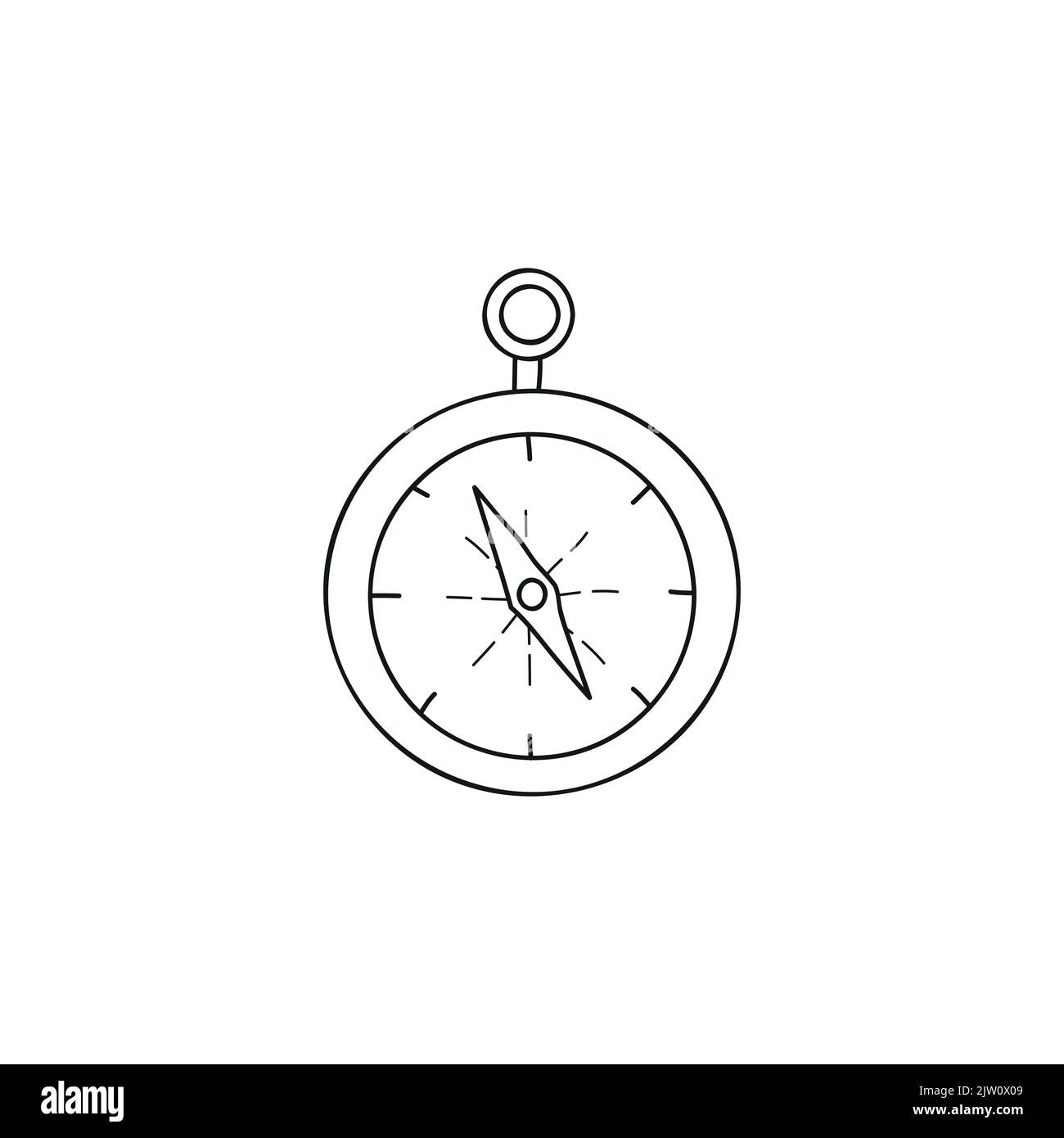 Doodle outline compass icon isolated on white background Stock Vector ...