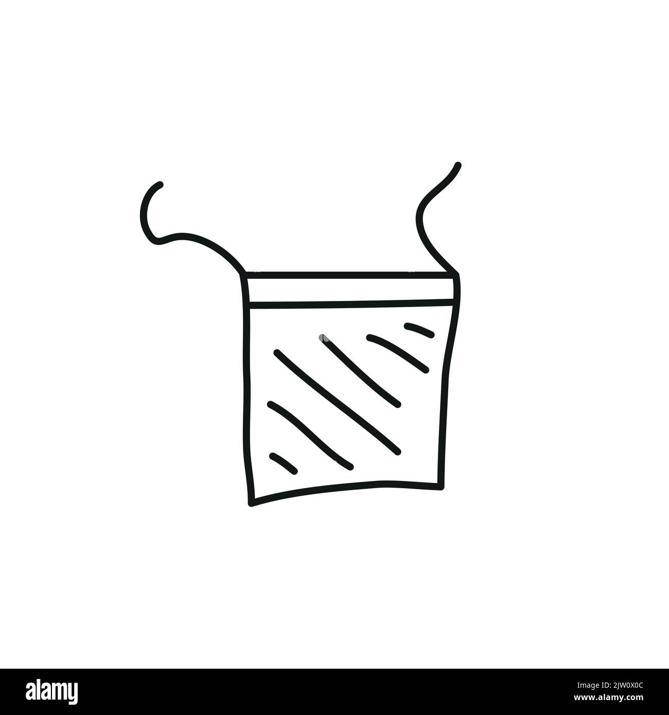 Doodle outline small fabric bag isolated on white background Stock ...