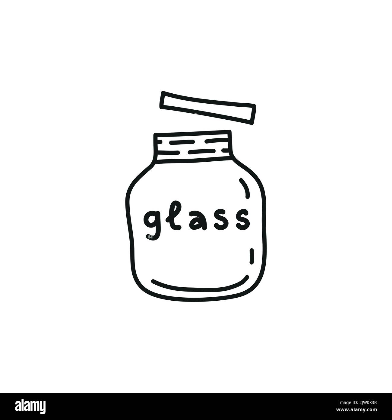 Doodle glass bottle with lettering isolated on white background Stock ...